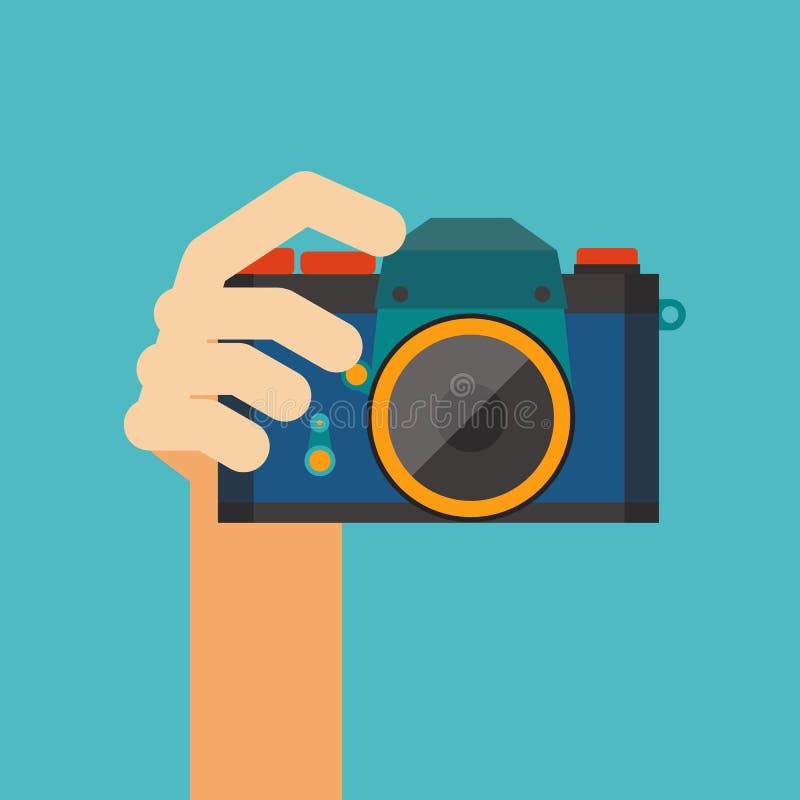 Holding the Camera with Single Hands Illustration Cartoon Vector Stock ...