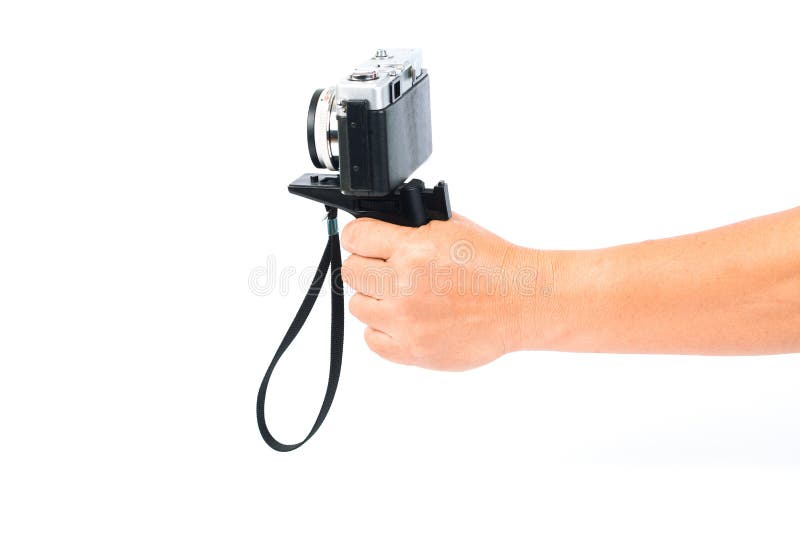 Hand Holding Camera by Use Camera Gun Holder Stock Image - Image of ...
