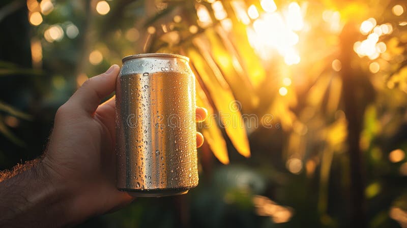 Hand Holding a Can Outdoors in Sunlight Stock Illustration ...
