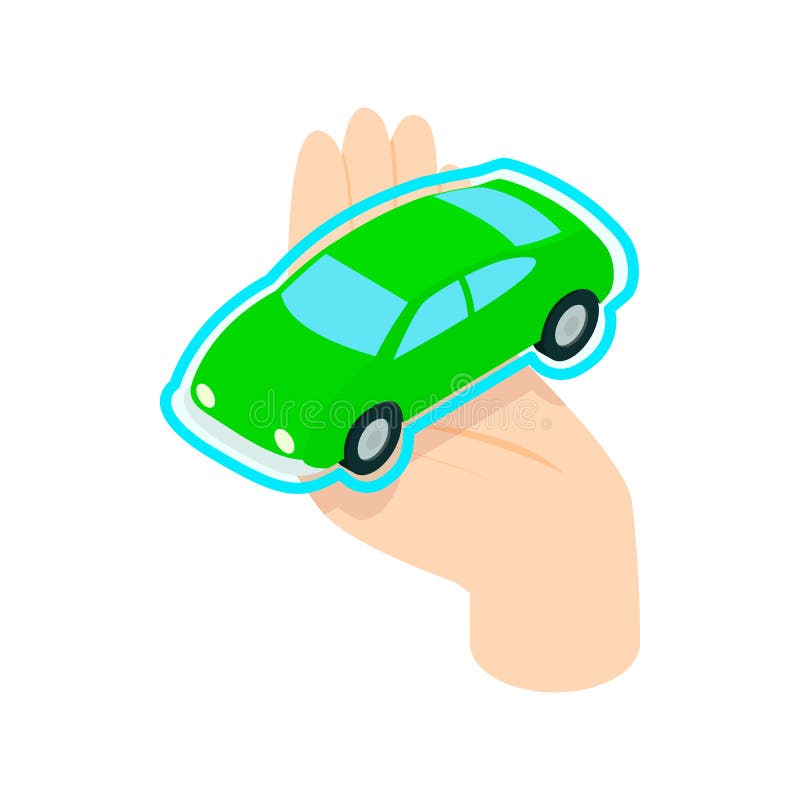 Hand Holding the Car Icon, Isometric 3d Style Stock Vector ...