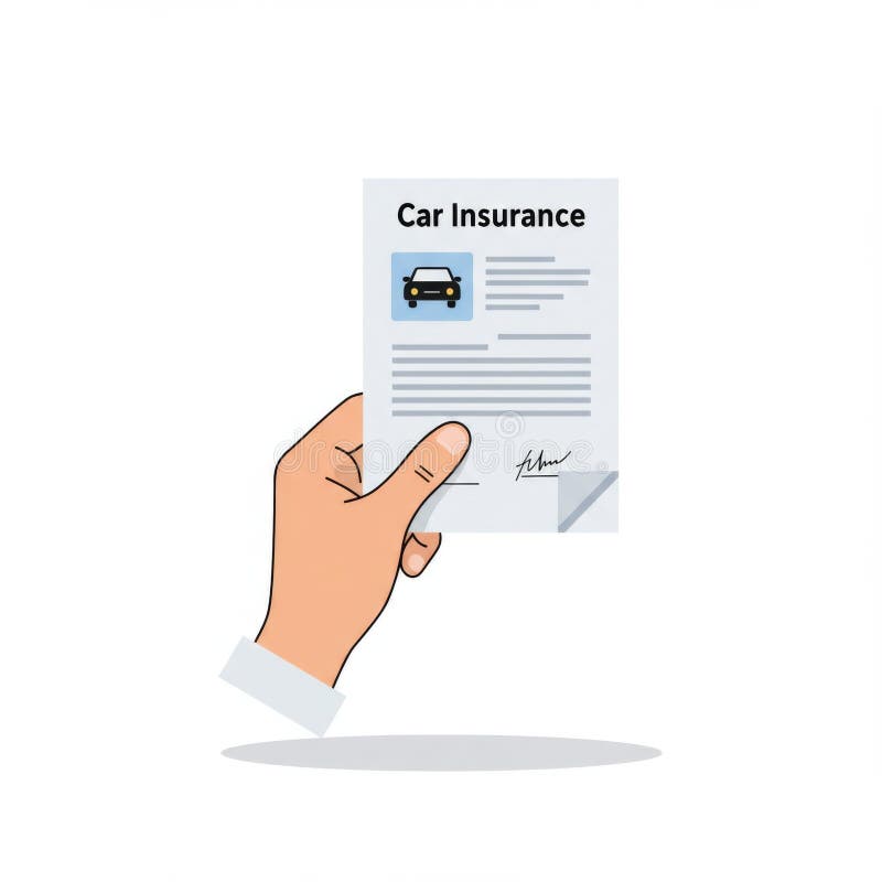 Hand Holding Car Insurance Document Stock Illustration - Illustration ...