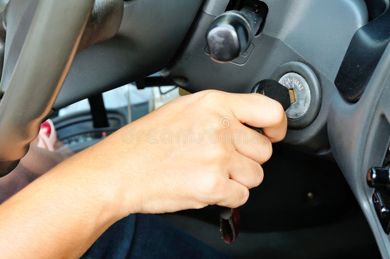 Hand Holding Car Key for Starting the Car. Stock Image - Image of motor ...