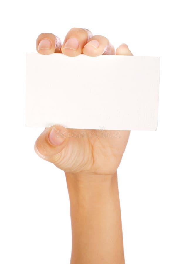 Hand holding a card stock photo. Image of human, close - 20520546