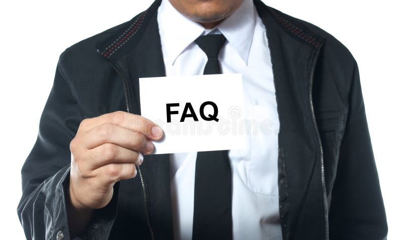 Hand holding card FAQ stock photo. Image of communication - 55425700