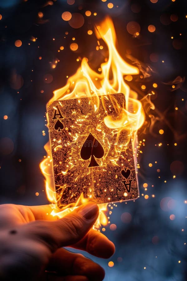 A Hand Holding a Card with a Fire on it Stock Image - Image of concept ...