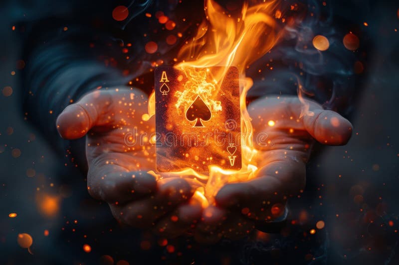 A Hand Holding a Card with a Fire on it Stock Photo - Image of club ...