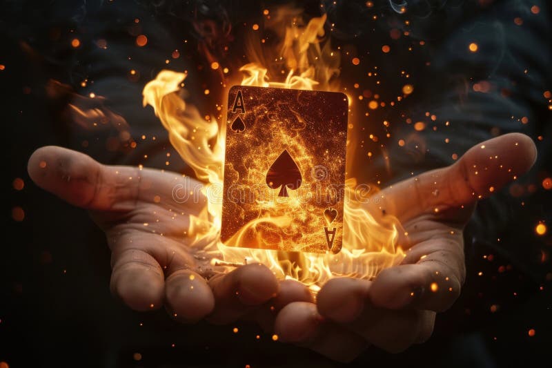 A Hand Holding a Card with a Fire on it Stock Illustration ...