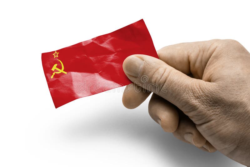 Hand Holding a Card with a National Flag the USSR Stock Photo - Image ...