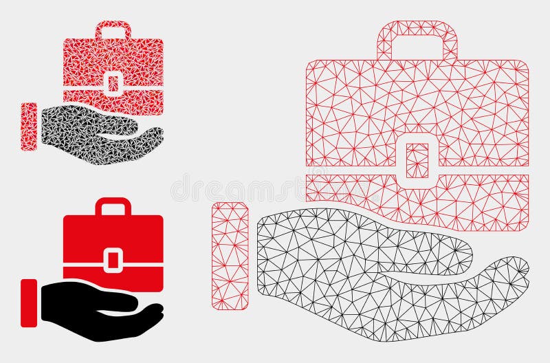 Hand Holding Case Vector Mesh 2D Model and Triangle Mosaic Icon Stock ...