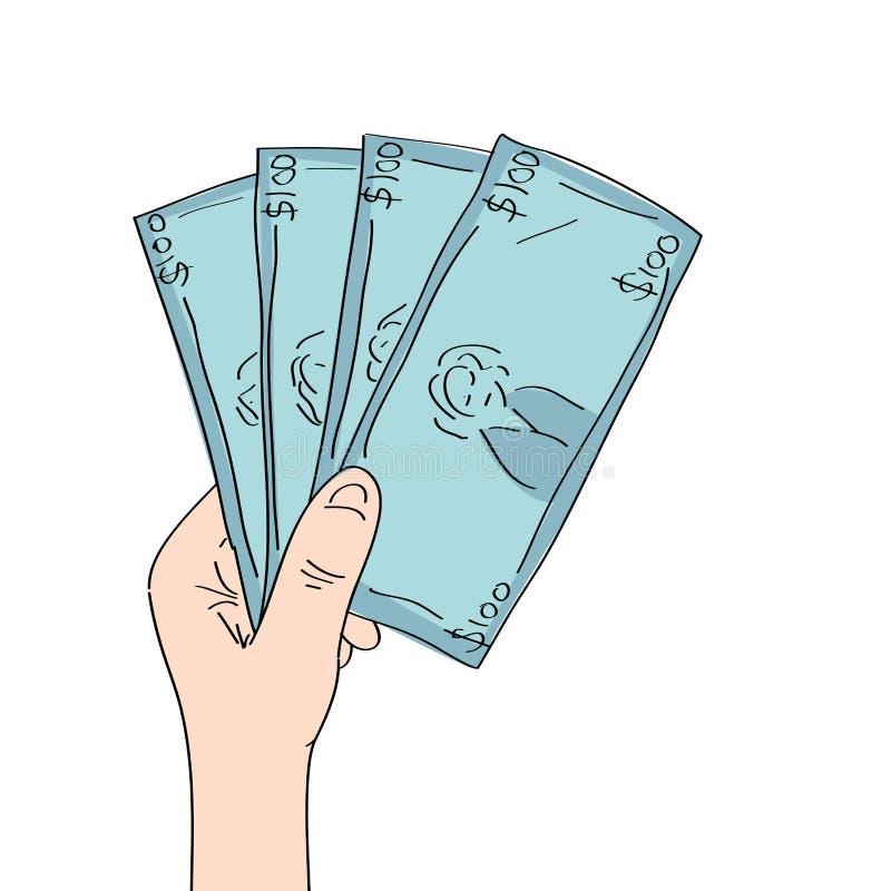 Hand holding cash stock vector. Illustration of paying - 88053359