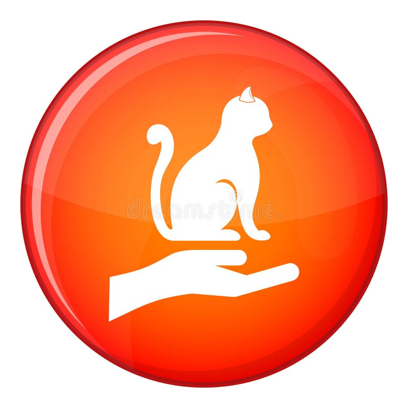 Hand Holding a Cat Icon, Flat Style Stock Vector - Illustration of ...