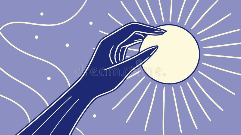 Hand Holding Celestial Sphere, Cosmic Connection Symbol Vector Design ...