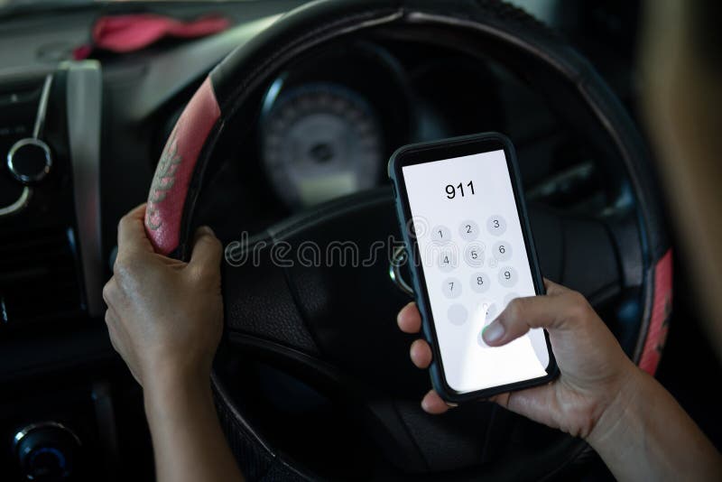 Emergency Number 911 in Car Stock Photo - Image of communication ...