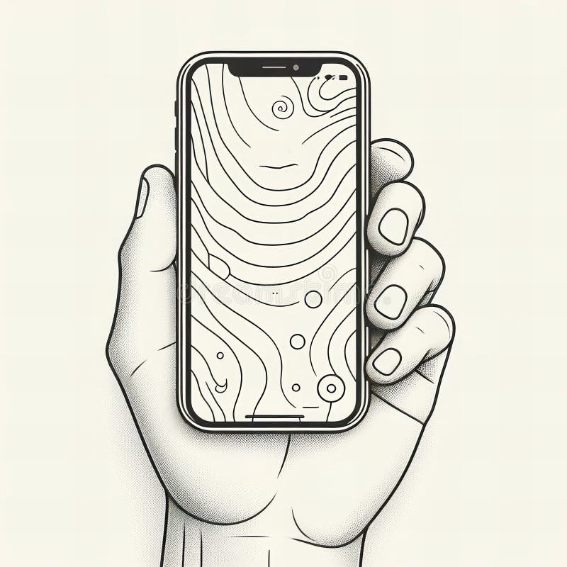 A Hand Holding a Cell Phone with a Map of the World on the Screen Stock ...