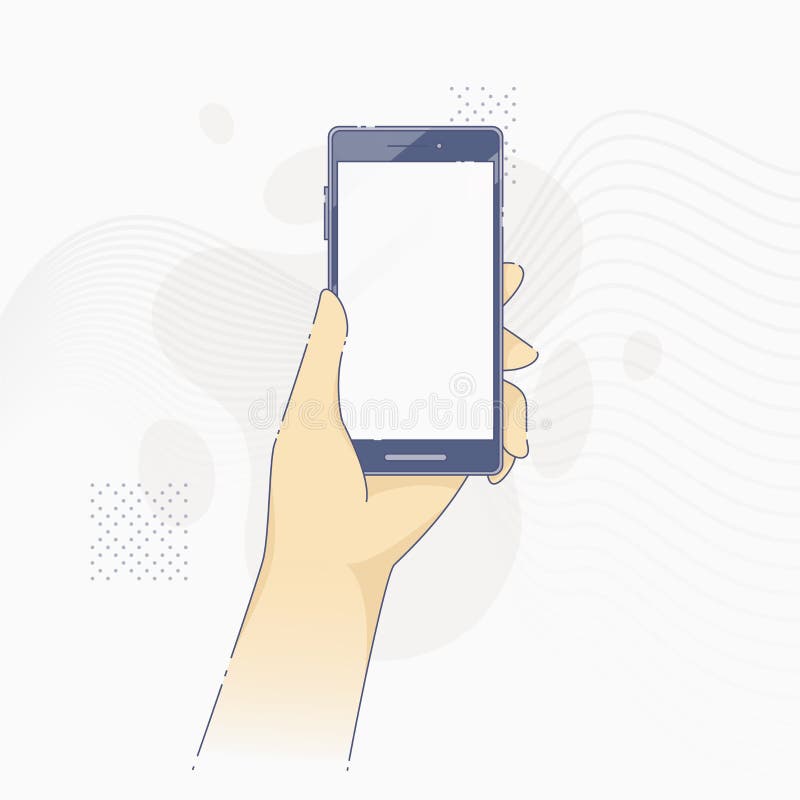 Hand holding cell phone stock vector. Illustration of modern - 105006866