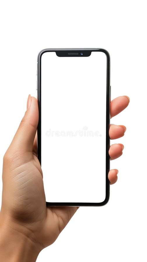 Hand Holding Cell Phone with White Screen, Communication, Technology ...