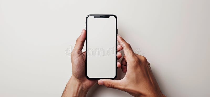 Hand Holding Cell Phone with White Screen, a Portable Communication ...