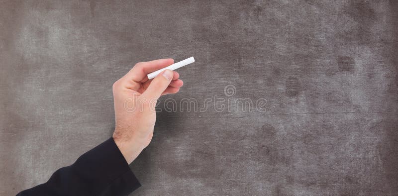 Composite Image of Hand Holding a Chalk and Writing Something Stock ...