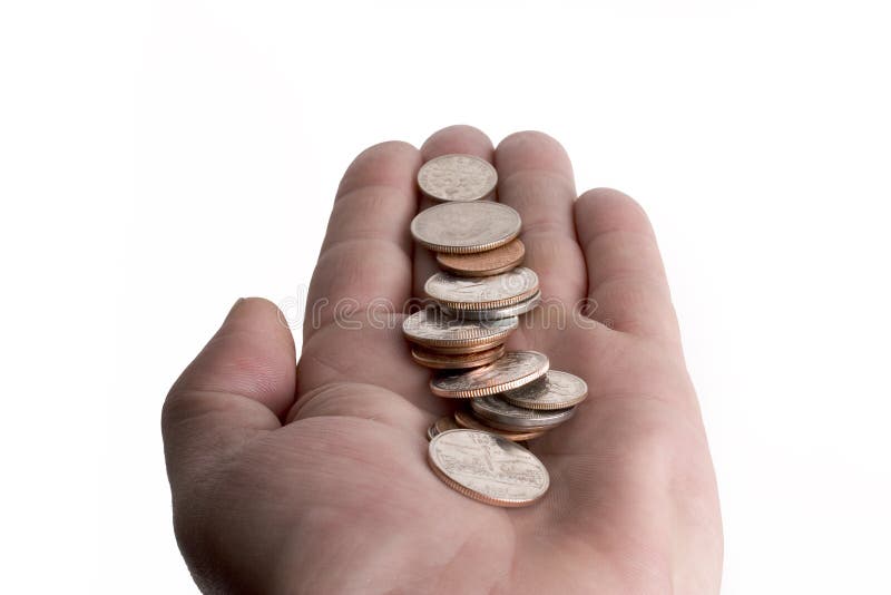Hand holding change stock image. Image of nickel, coins - 4673579