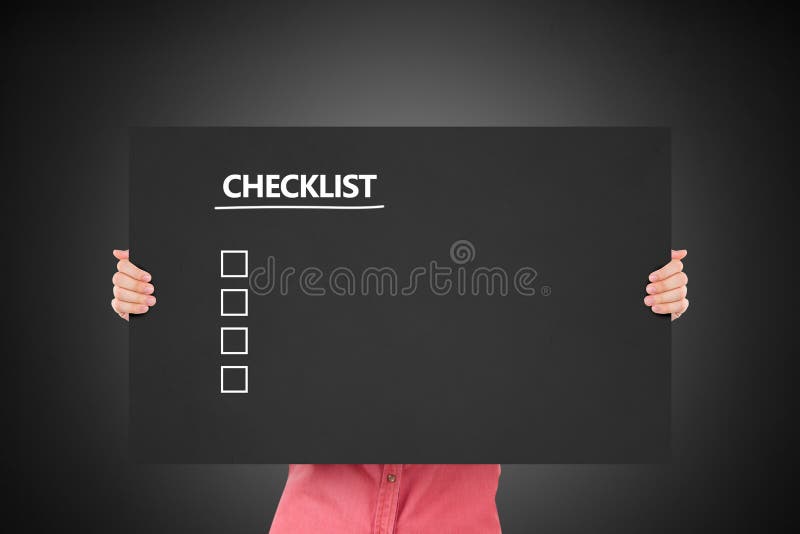 Hand Holding Check List Signboard on Black Board Stock Photo - Image of ...