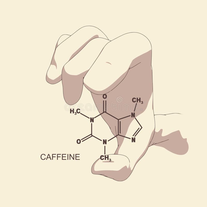 Hand Holding Chemical Molecular Formula of Caffeine. Stock Vector ...