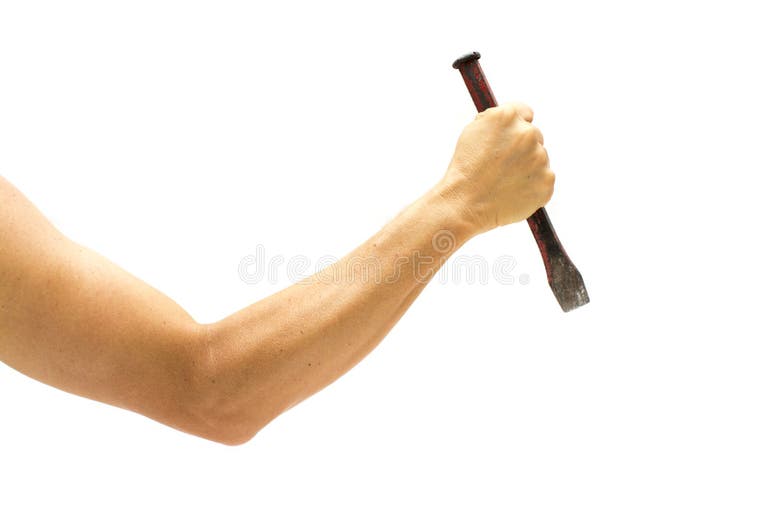 Hand holding a chisel. stock image. Image of concept - 234151723