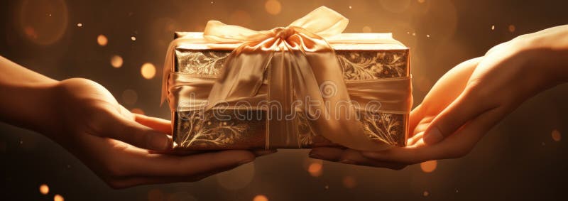Hand Holding a Christmas Present Stock Illustration - Illustration of ...