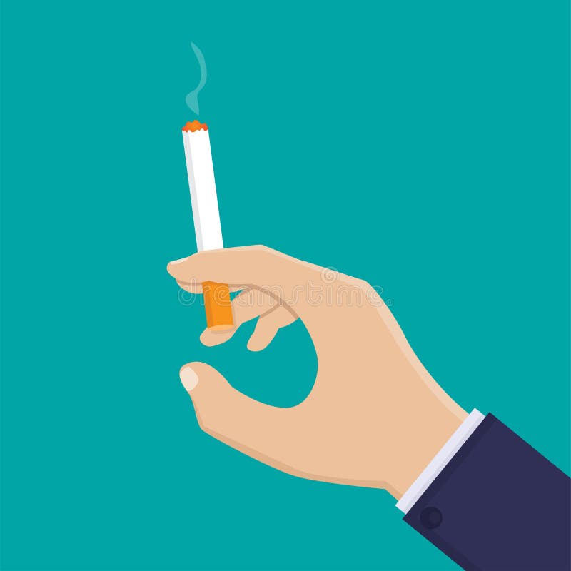Hand Holding Cigarette Vector Stock Vector - Illustration of flat ...
