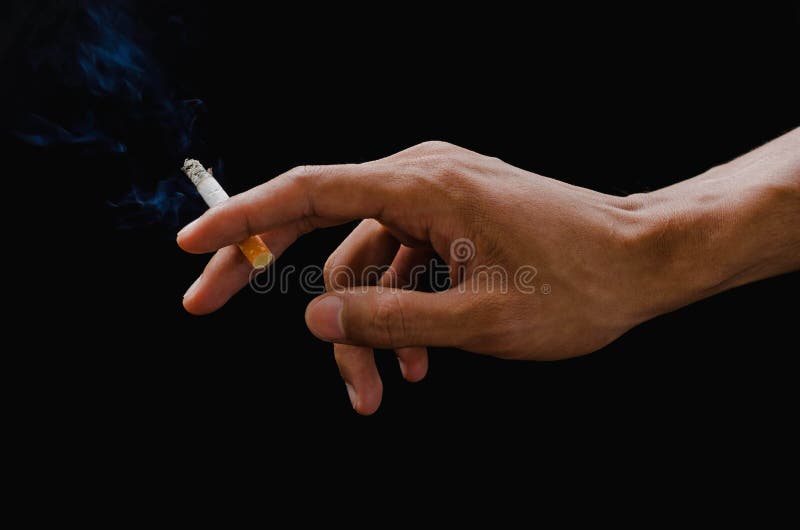 Hand Holding Cigarette and Smoke Stock Image - Image of health, human ...
