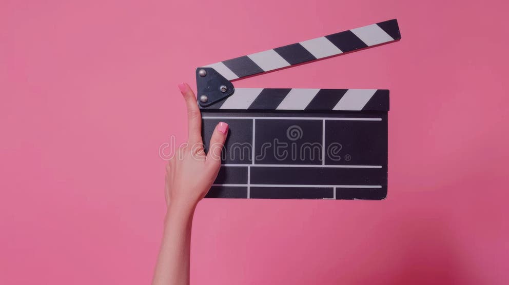 A Clapperboard on Pink Background. AI Generated Stock Image - Image of ...