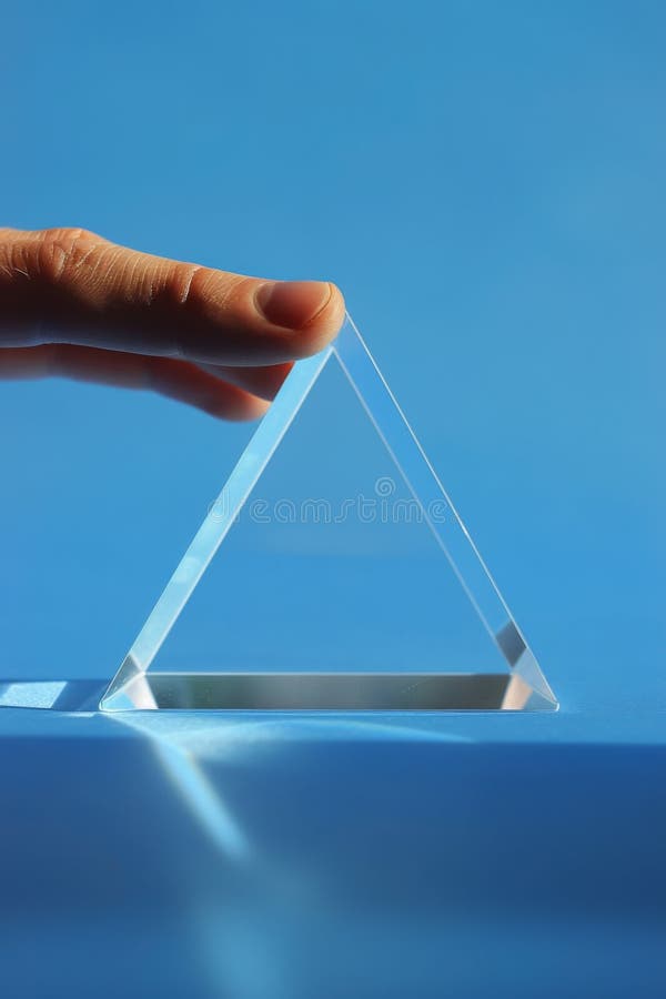 A Hand Holding a Clear Triangle on Blue Background, AI Stock ...