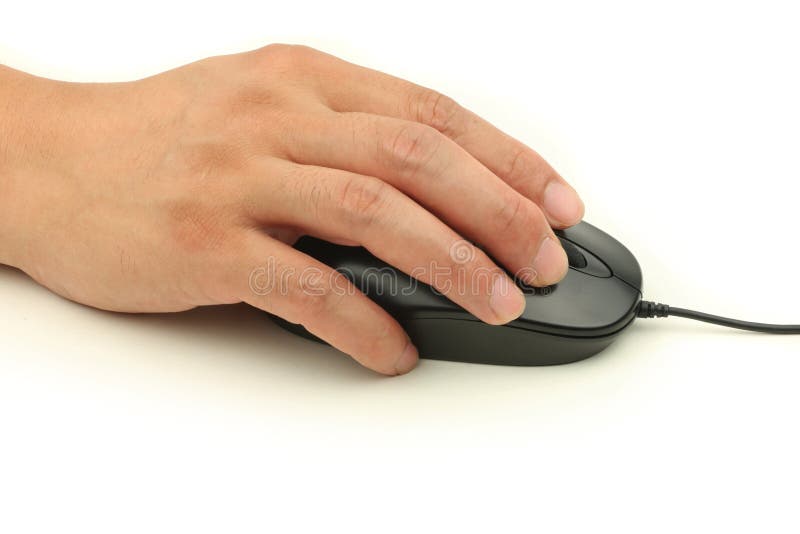 Hand Holding And Clicking Computer Mouse Stock Image - Image: 17773631