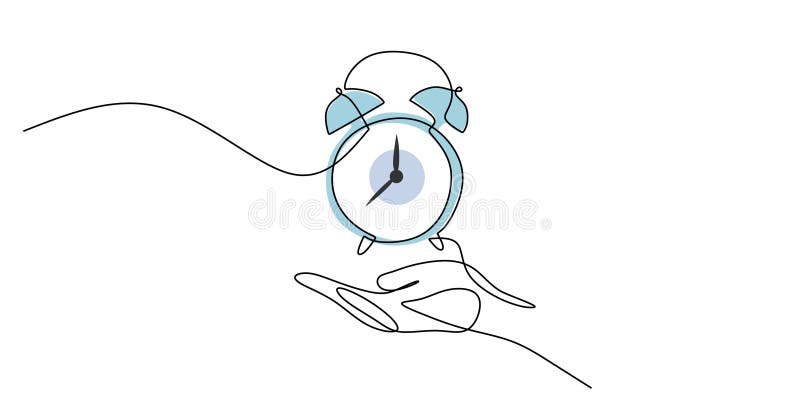 Hand Holding a Clock in Continuous Line Drawing, Symbolizing the ...