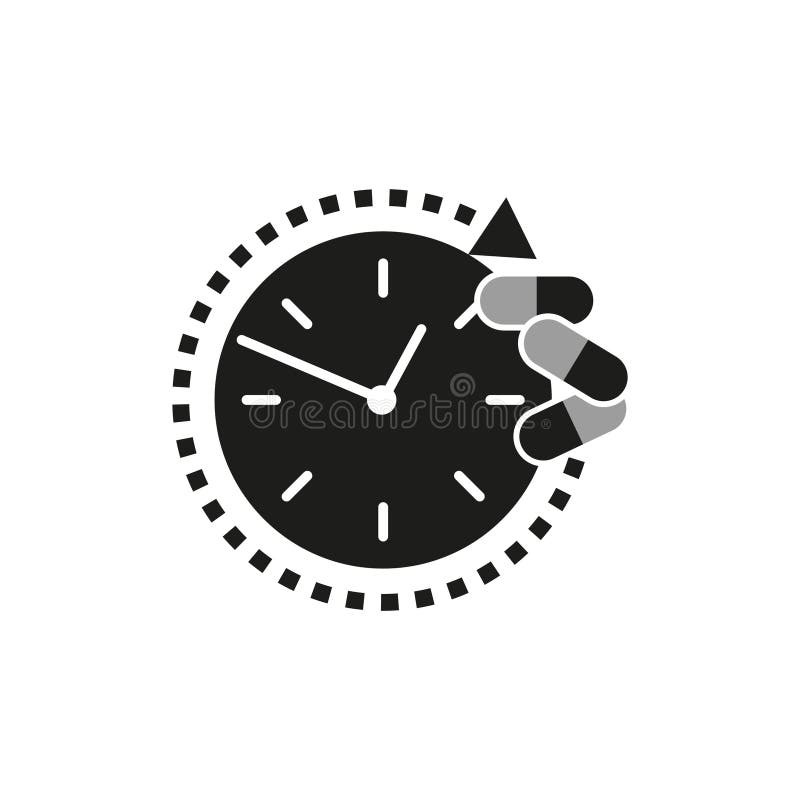 Hand Holding Clock. Time Management Icon. Black and White Design ...