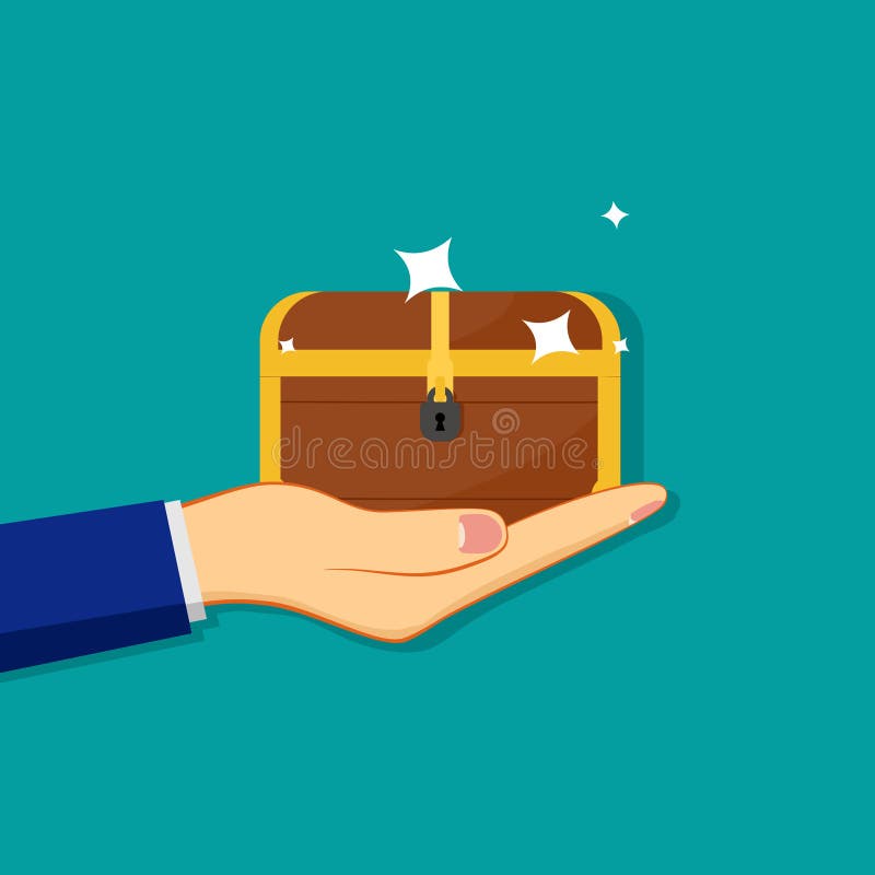 Hand Holding Treasure Chest Stock Illustrations – 63 Hand Holding ...