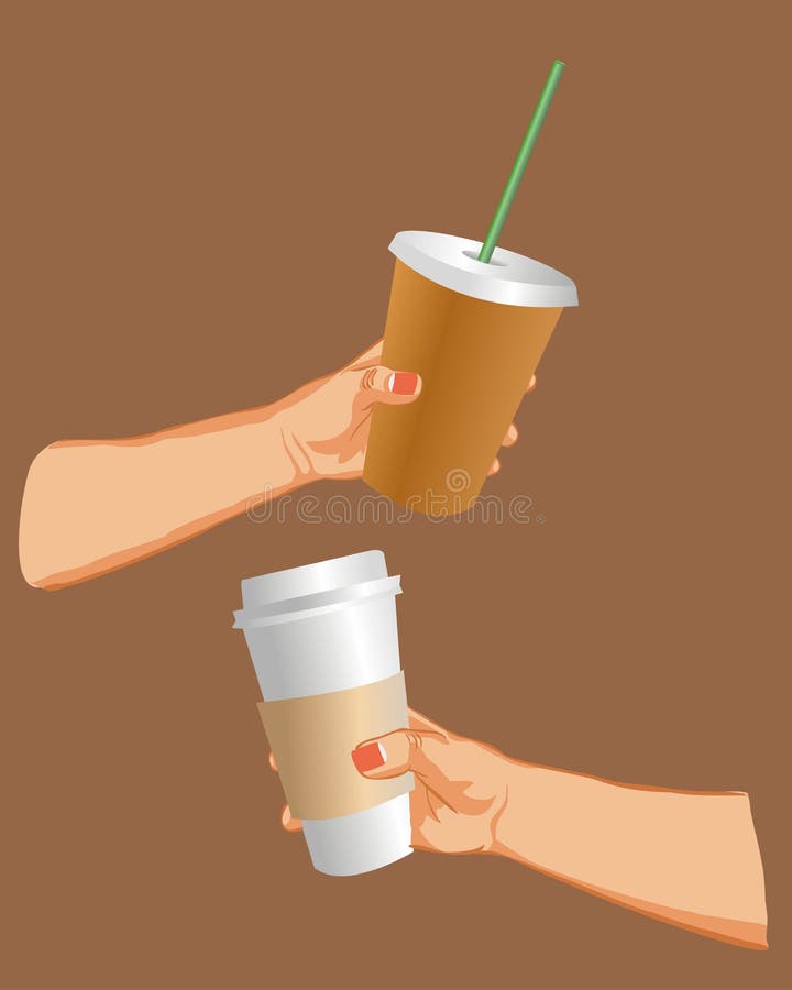 Hand holding coffee cup stock illustration. Illustration of young ...