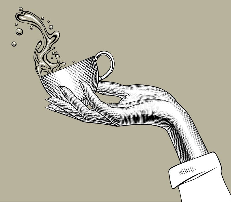 Hand Holding a Coffee Cup with a Splashed Water Stock Vector ...