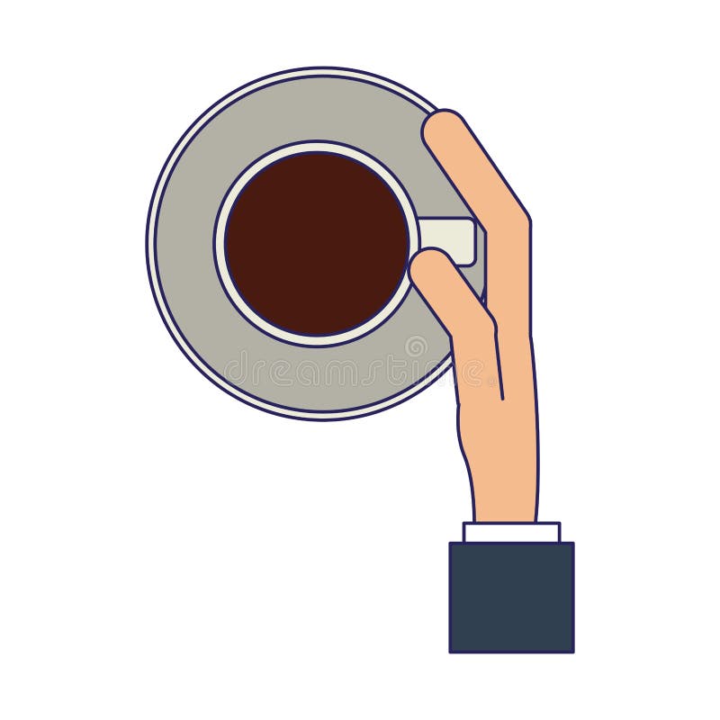 Hand holding coffee cup stock vector. Illustration of holding - 143619576
