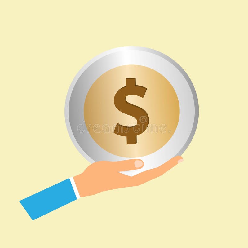 Hand Holding a Big Coin with the Dollar Symbol on it Stock Vector ...