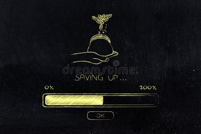 Coin and Progress Bar Loading, Saving Process Stock Illustration ...