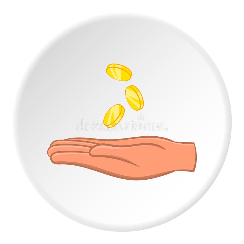 Hand Holding Coins Icon, Cartoon Style Stock Vector - Illustration of ...