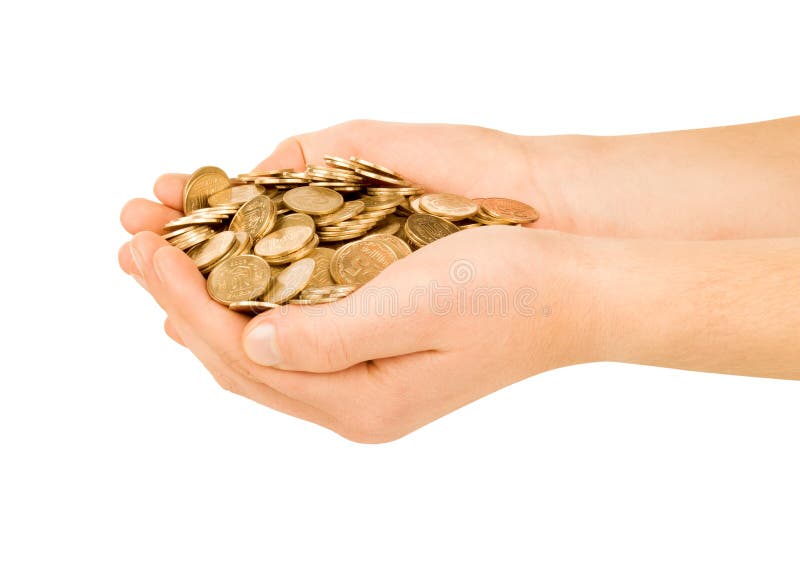 Hand holding coins stock photo. Image of growth, interest - 47087592