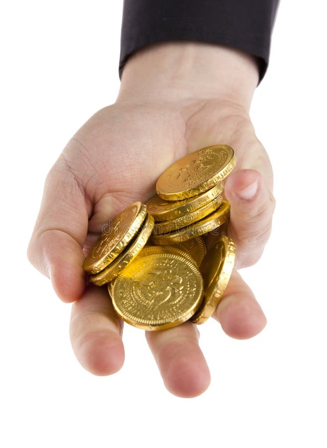 Hand with coins stock photo. Image of hand, yellow, gold - 28345464