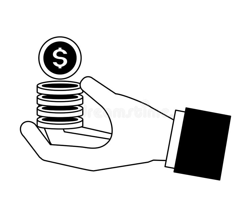Hand holding coins stack stock vector. Illustration of investment ...