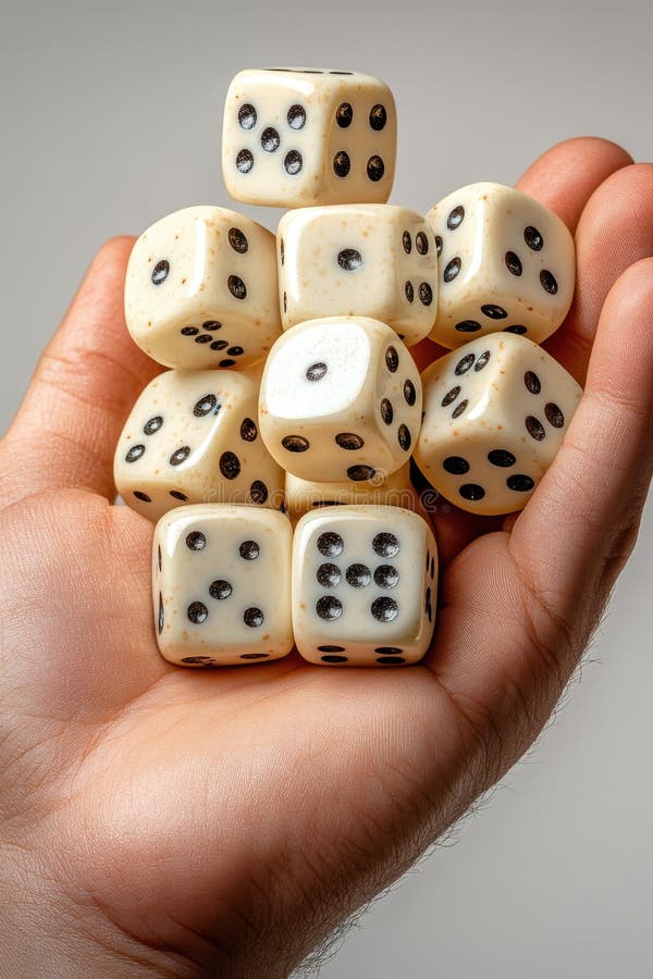 Hand Holding a Collection of Vintage Dice Showcasing Different Numbers ...