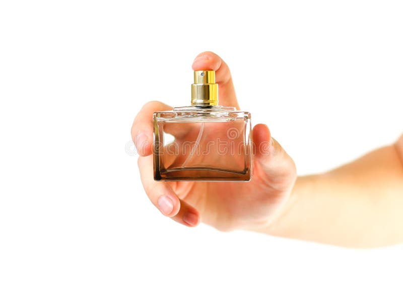 The Hand Holding the Cologne. Sprays Perfume Stock Image - Image of ...