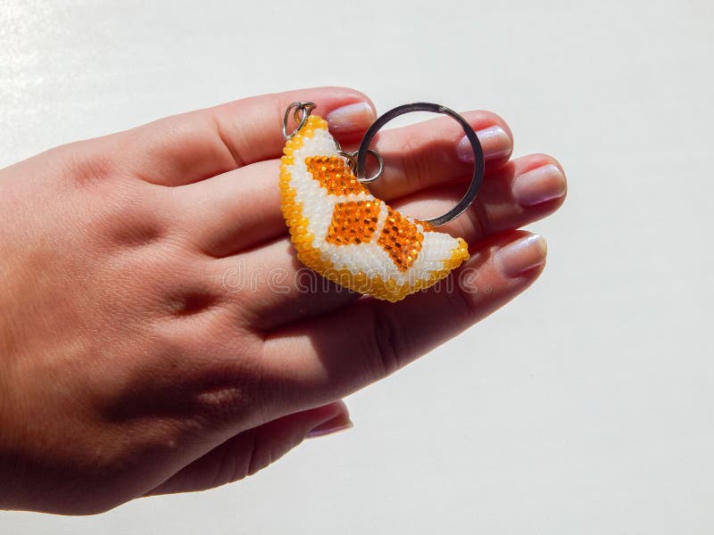 Colorful Keychain Lies on a Woman S Palm Stock Image - Image of bead ...
