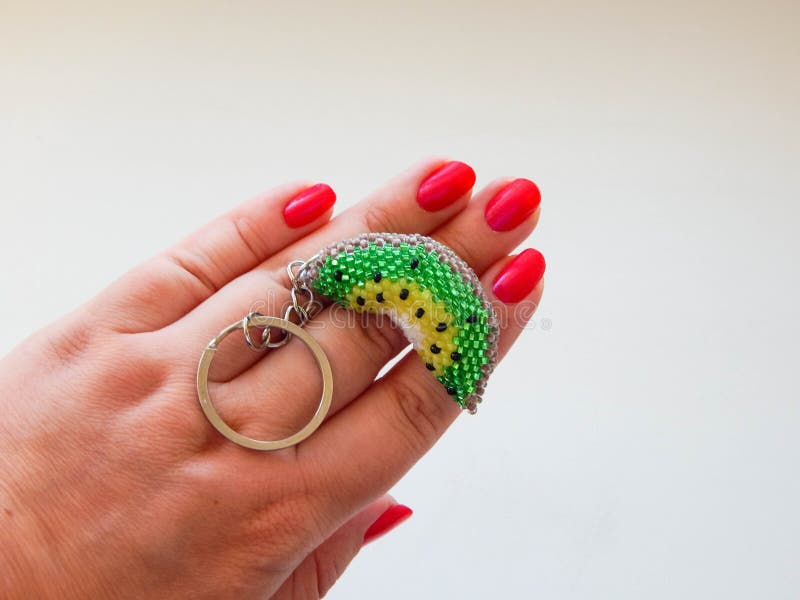 Colorful Keychain Lies on a Woman S Palm Stock Image - Image of bead ...
