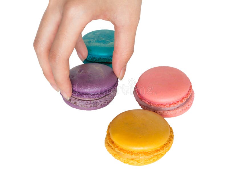 Hand Holding Colorful Macarons Stock Photo - Image of turquoise ...