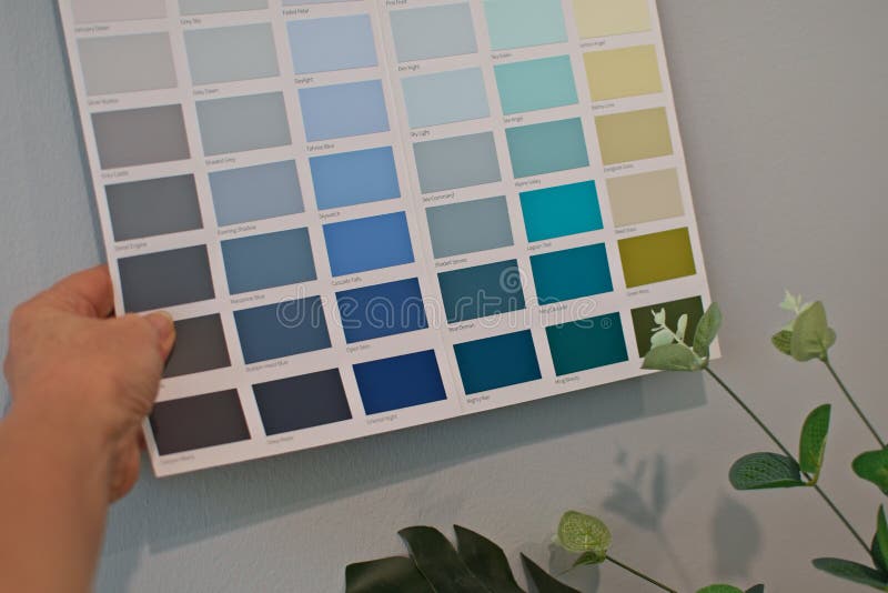 Hand Holding a Colour Chart Against a Wall - Selective Focus Stock ...